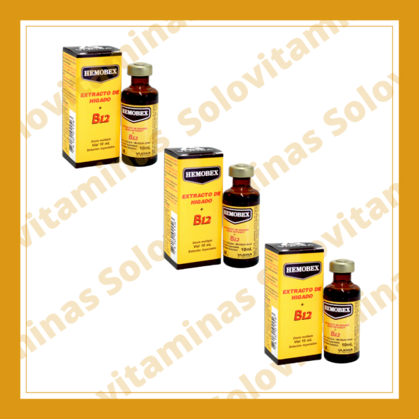 HEMOBEX Extracto de Higado + Vitamina B12 Vial 10ml 3 Pack (Inyecciones ...