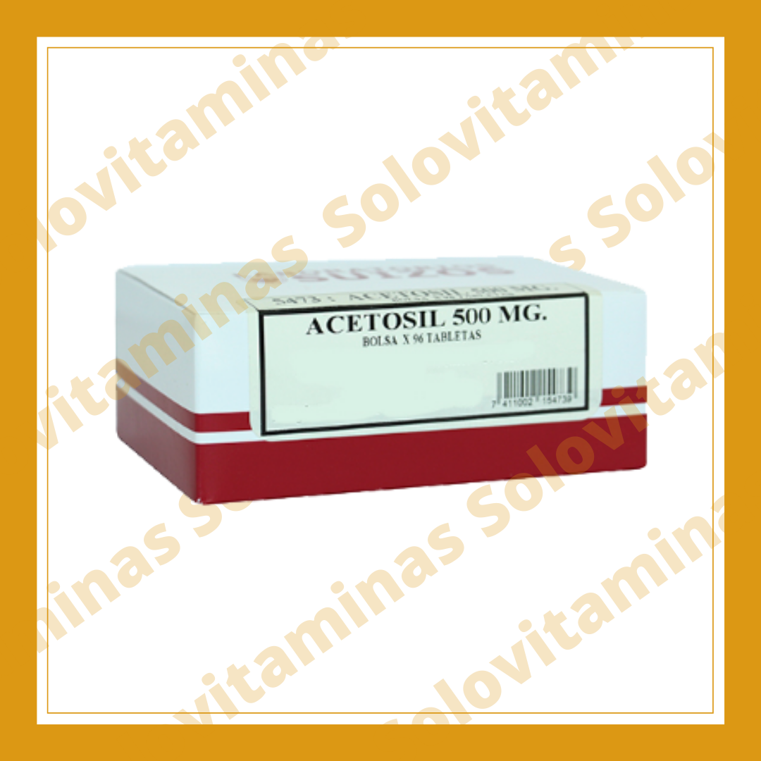 ACETOSIL 500 mg 96 Tabletas (Acetaminofén) - Solo Vitaminas
